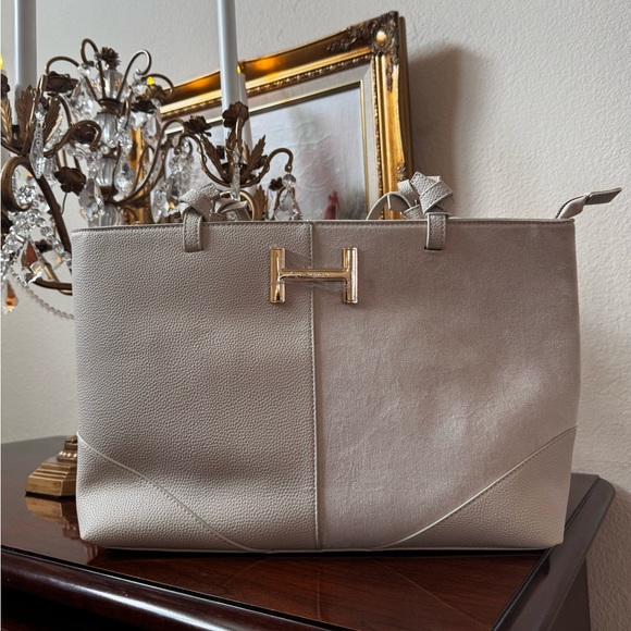 H by Halston | Bags | Halston Tote Bag Monogram Plaque H | Poshmark